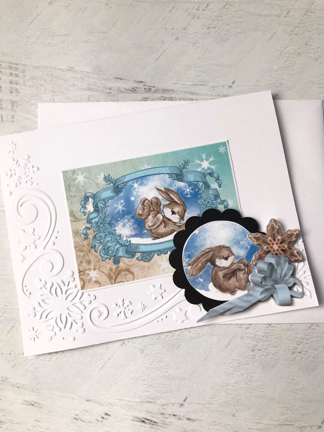 Snow Bunny Note Card Set, Winter Card Set, Holiday Note Cards, Embossed ...