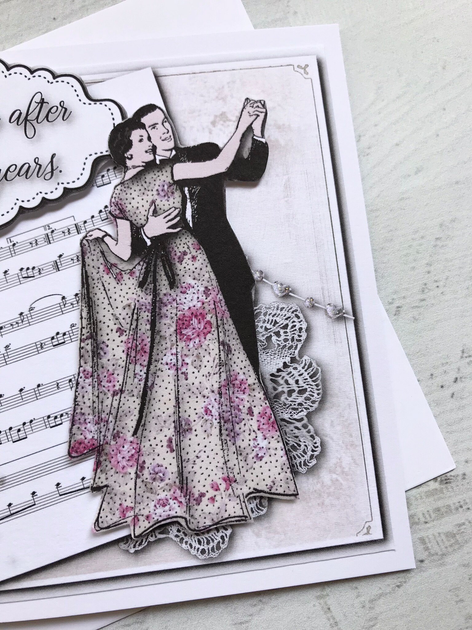 Dancing Couple Anniversary Card, Happy Anniversary, Vintage Style Card ...