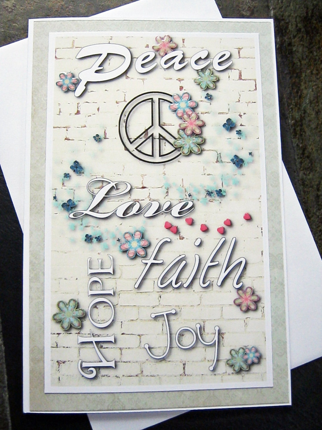 Inspirational Card, Peace Love Faith Hope, in My Thoughts, Support Card ...