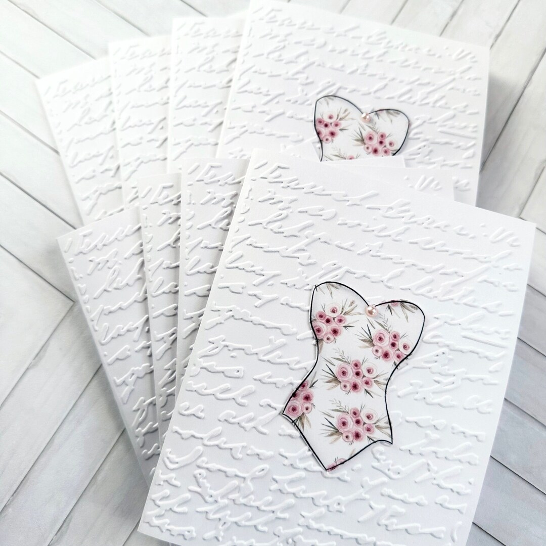 Set of 8 Pretty Corset Note Cards, Embossed Stationery Set, Girl's ...