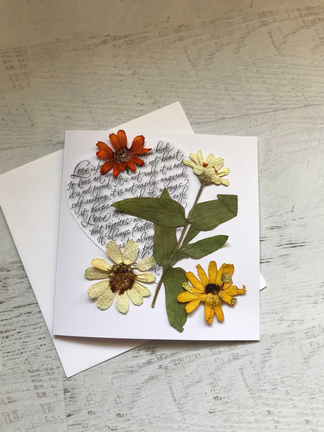 Any Occasion Pressed Flowers Love Card, Garden Pressed Flowers, I Love ...