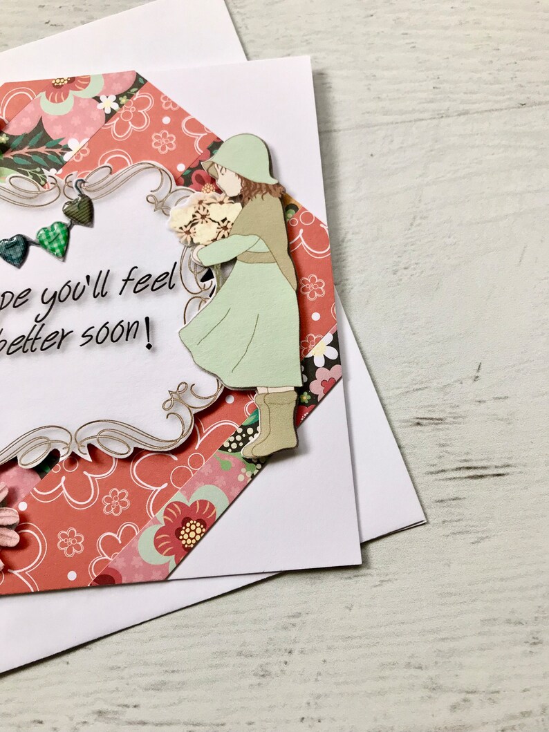 Get Well Card Feel Better Soon Card Illness Card Pink and - Etsy