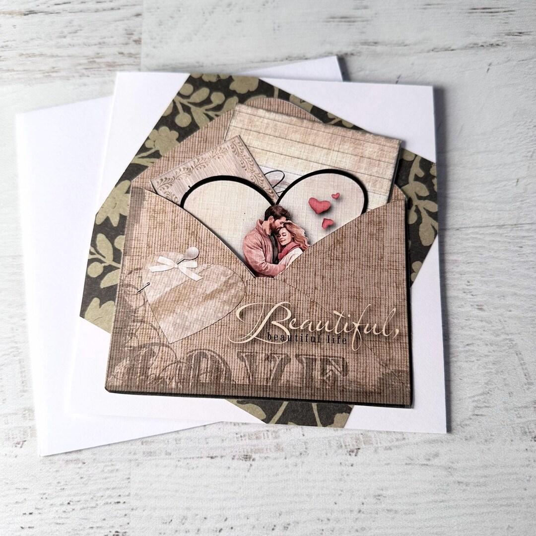 Linen Paper Love Card: Anniversary, Valentine's Day - Etsy