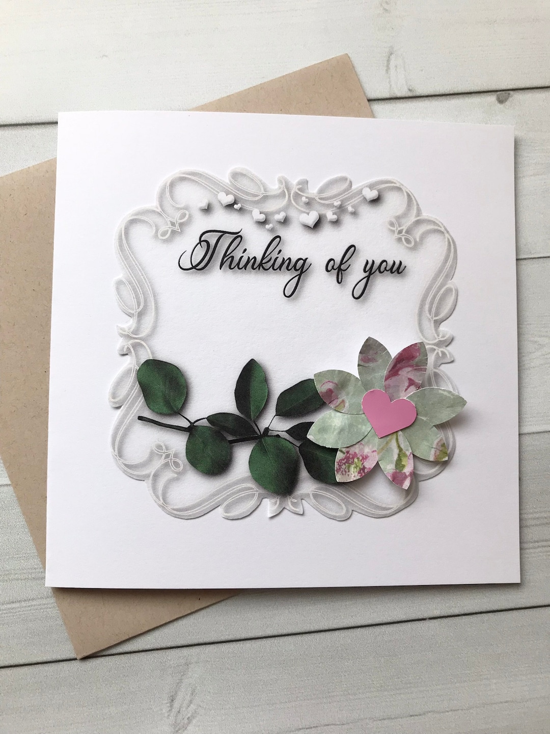 Pretty Floral Thinking of You Card, in My Thoughts, Just Because Card ...