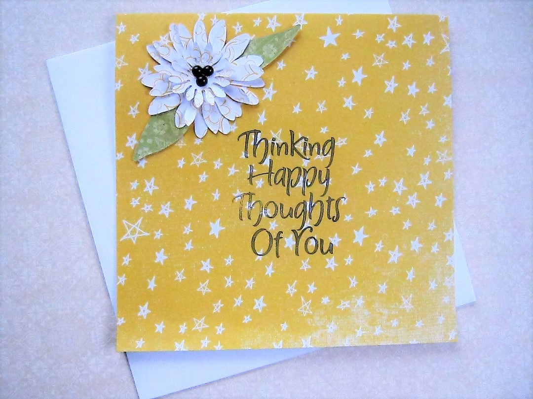 Thinking Happy Thoughts Card, Thinking of You, in My Thoughts, Card for ...