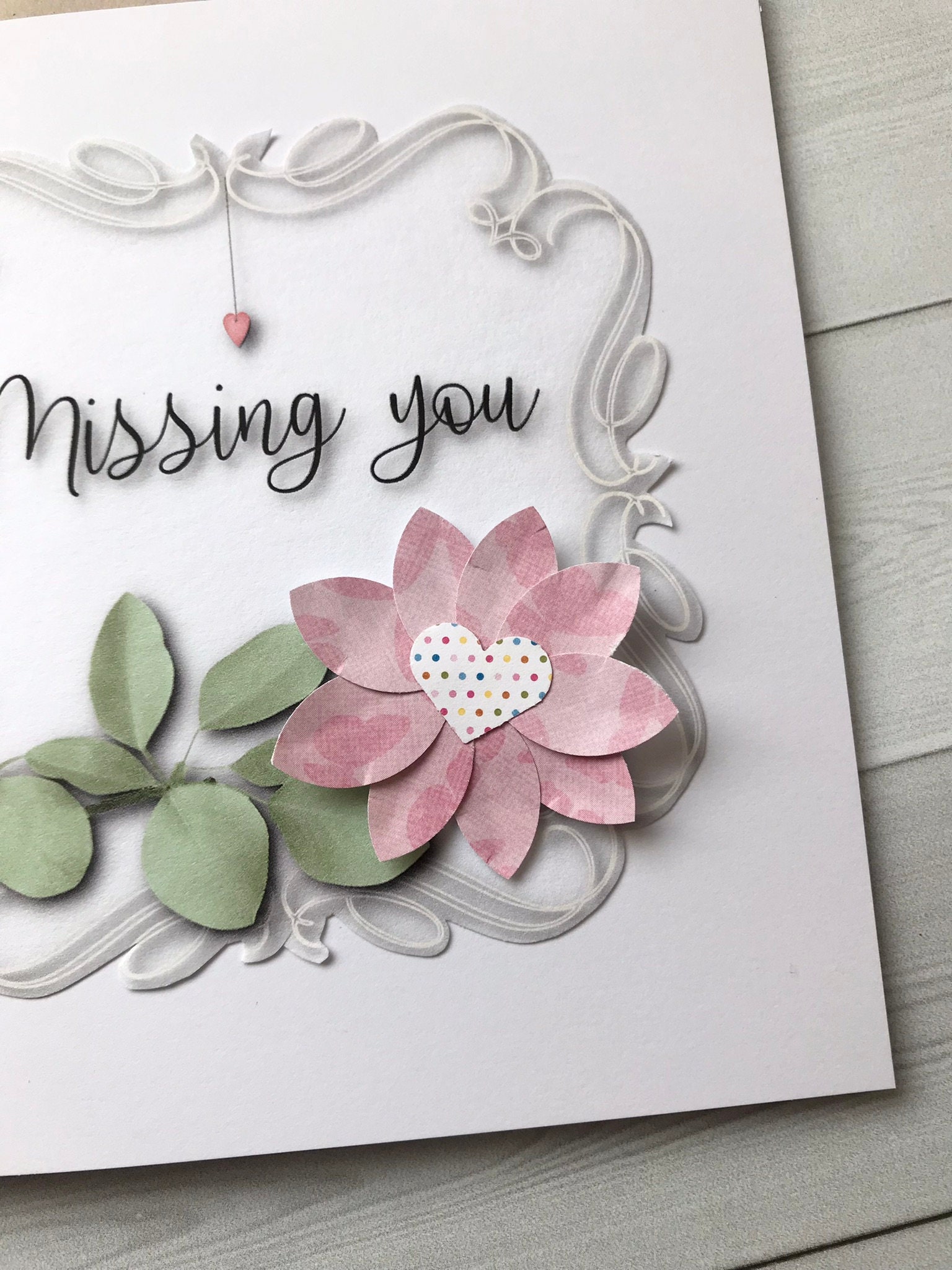 Missing You Card, Thinking of You, Handmade Greeting Card With a ...