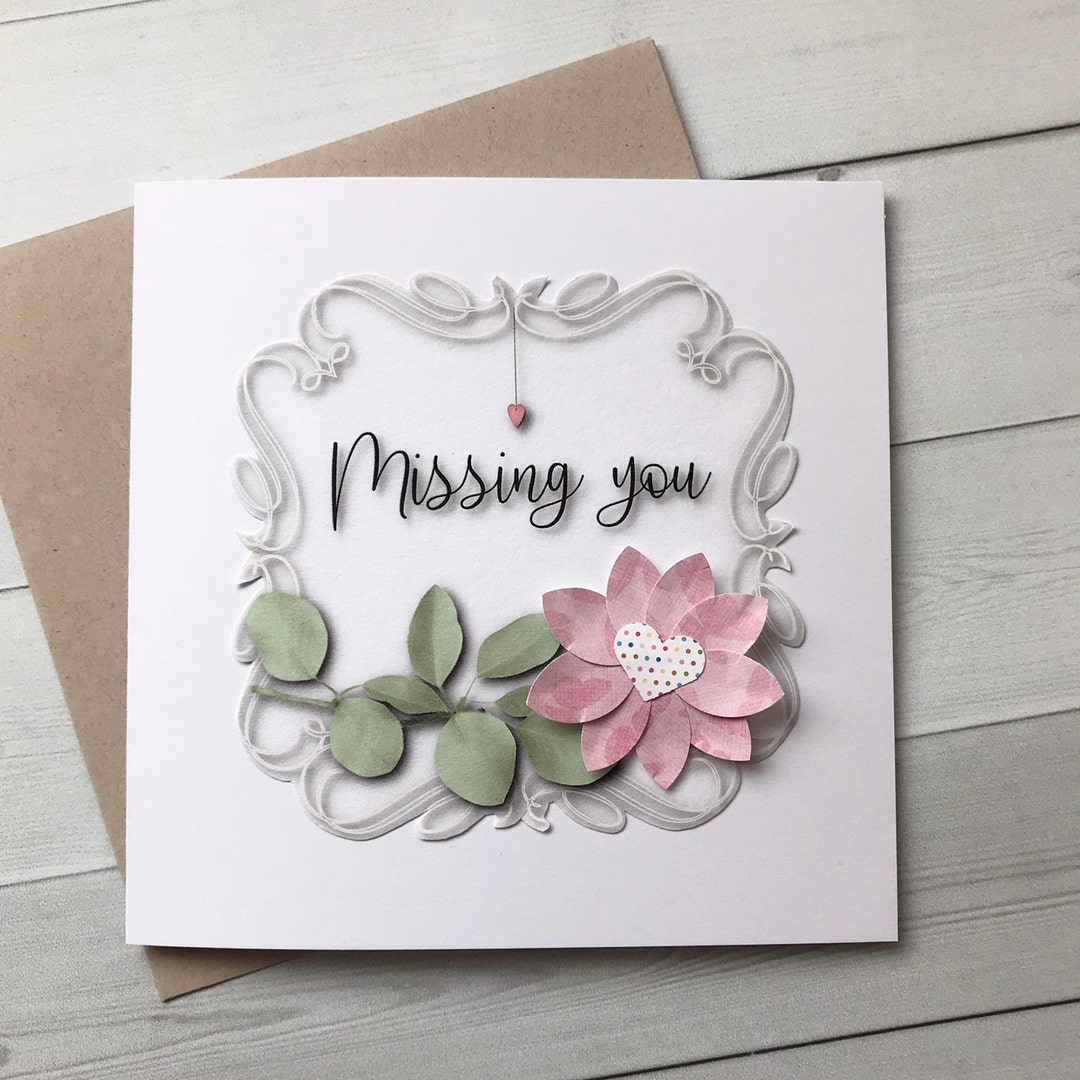 Missing You Card, Thinking of You, Handmade Greeting Card With a ...
