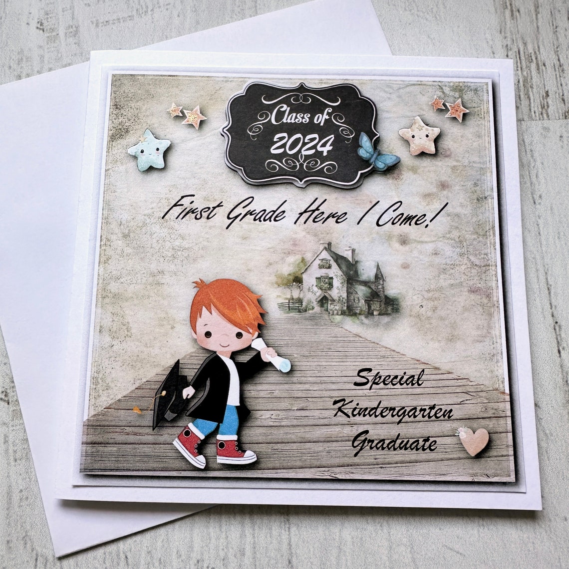 Kindergarten Graduation Card, Card for Kids, Elementary School, Boy ...