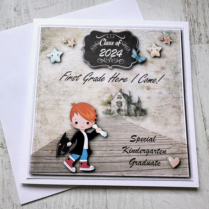 Kindergarten Graduation Card, Card for Kids, Elementary School, Boy ...