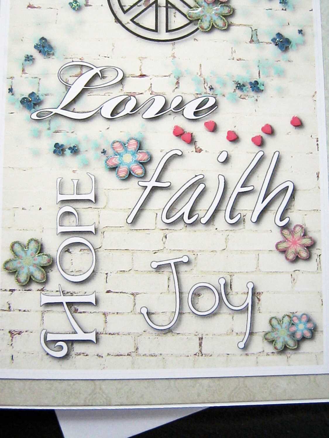 Inspirational Card, Peace Love Faith Hope, in My Thoughts, Support Card ...