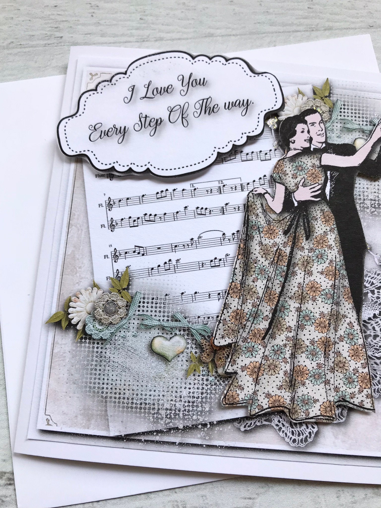 Anniversary Card, I Love You Every Step of the Way, Vintage Card ...
