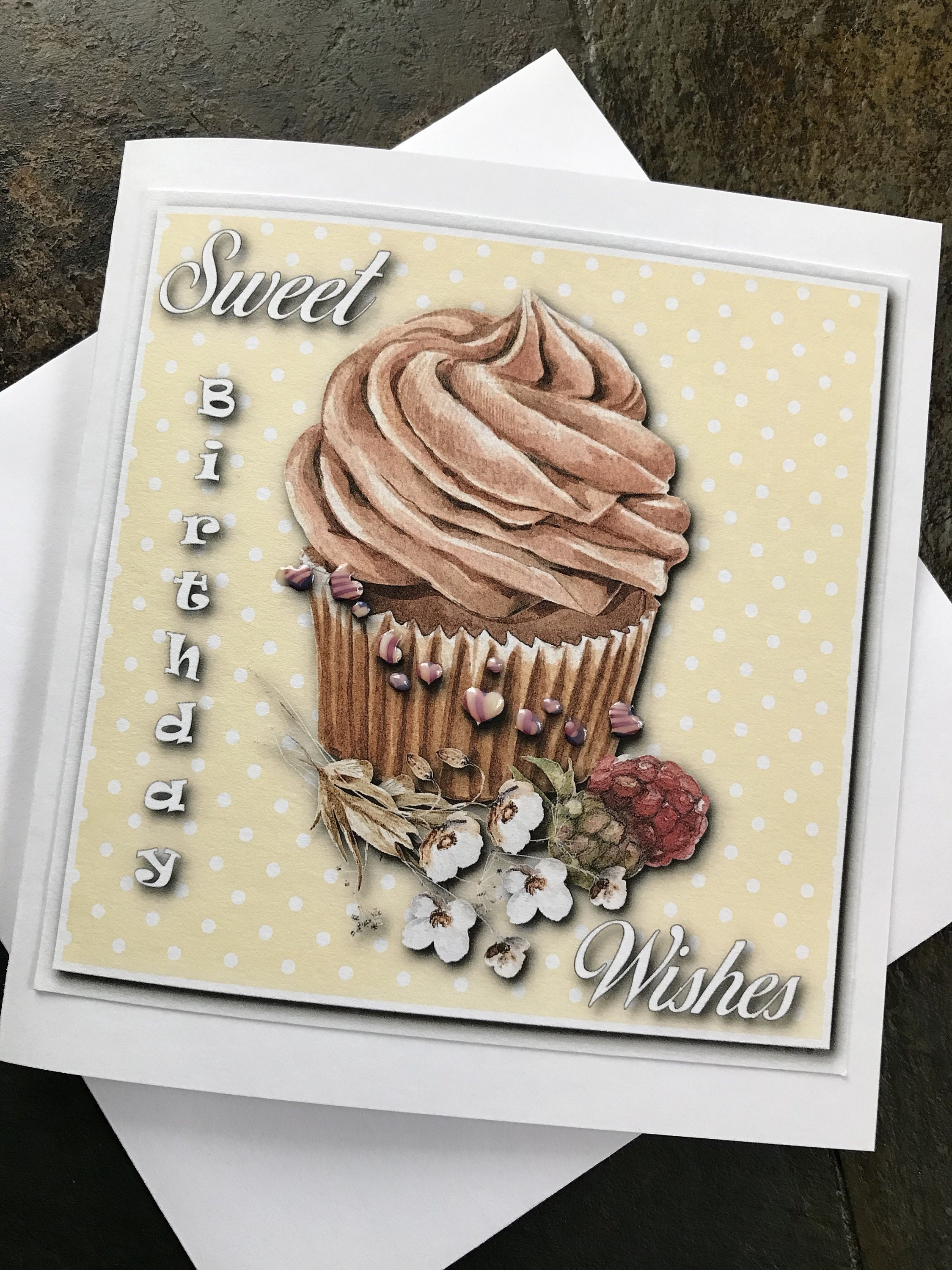 Sweet Birthday Wishes, Cupcake Card, Birthday Card for Her, Digital ...