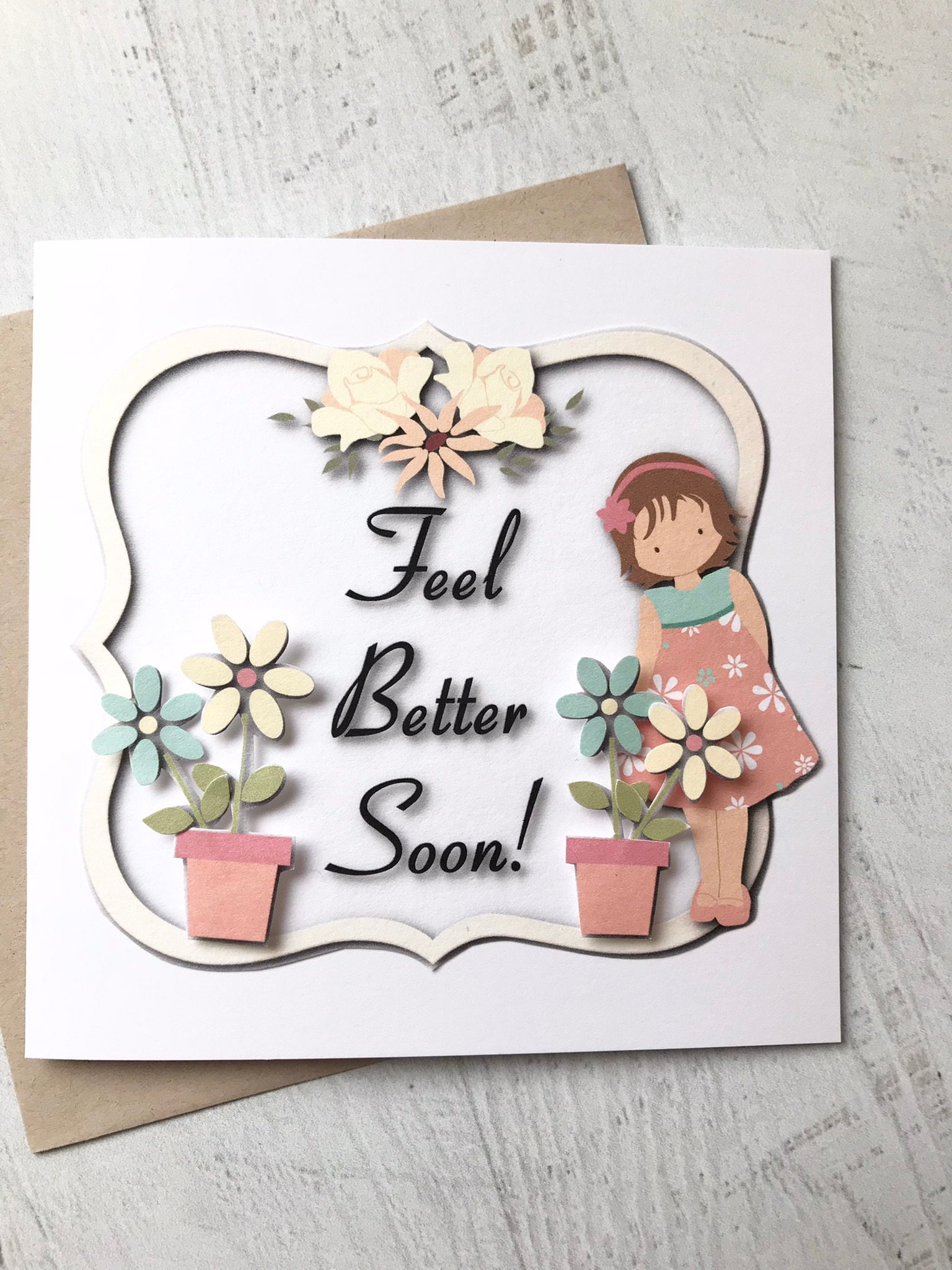 Handmade Feel Better Card With Dimensional Pastel Flowers Get - Etsy