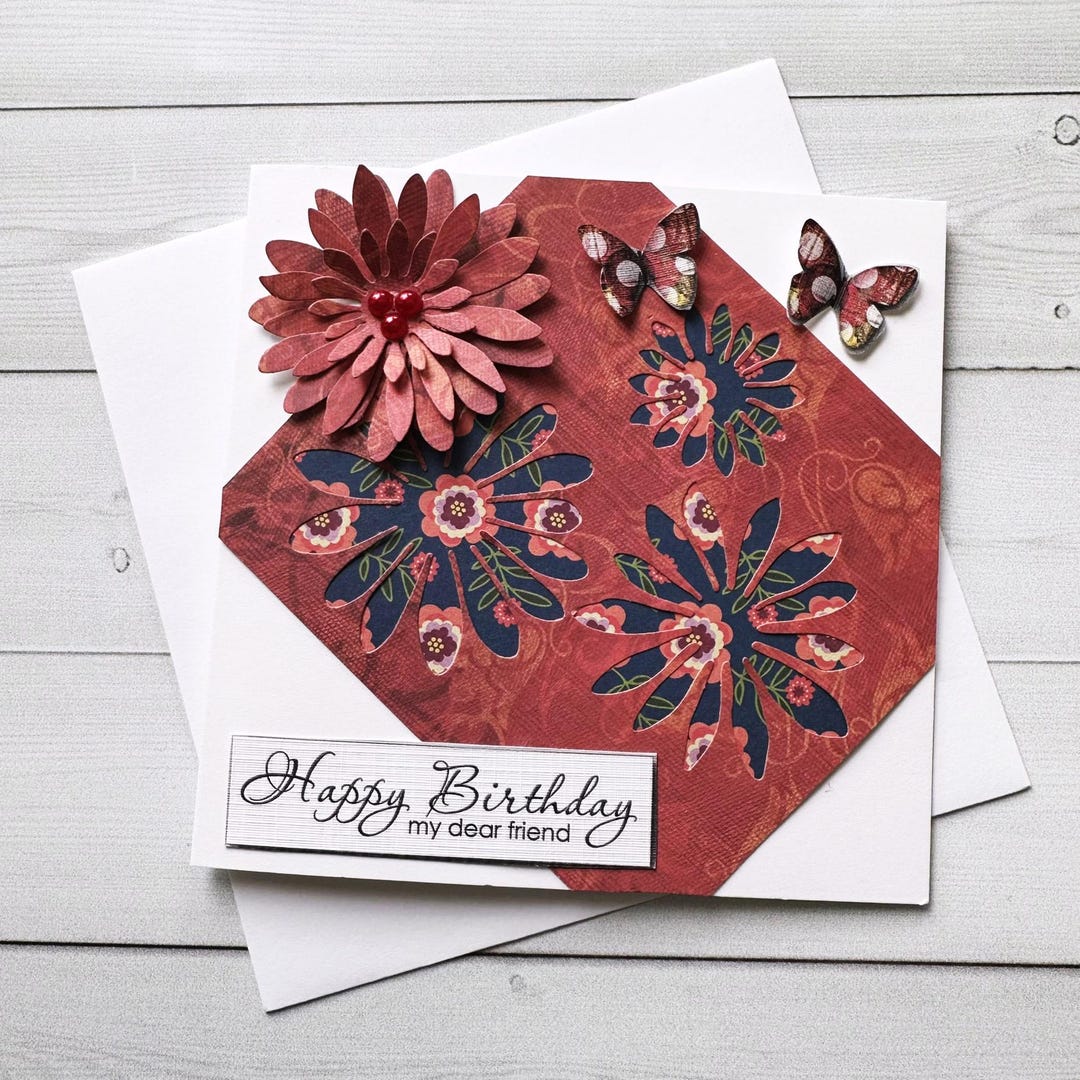 Handmade Friend Birthday Card, My Dear Friend Card, Birthday ...