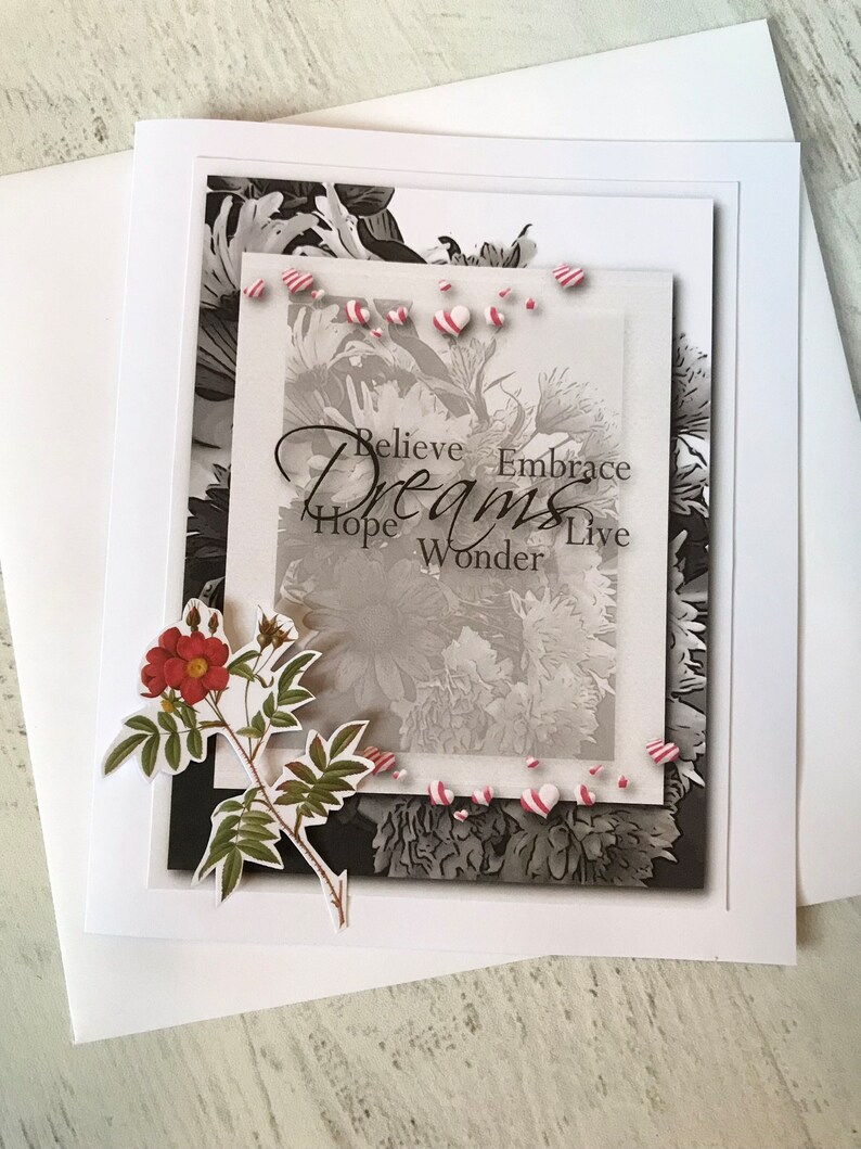 Encouragement Card Inspirational Quote Card Dreams Floral - Etsy