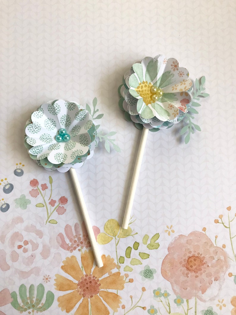 Pretty Flower Cupcake Toppers, Birthday Party, Cupcake Decoration ...