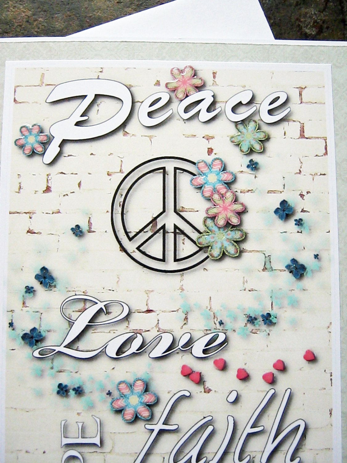 Inspirational Card, Peace Love Faith Hope, in My Thoughts, Support Card ...