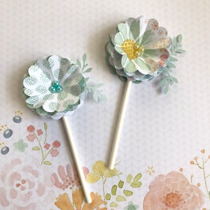 Pretty Flower Cupcake Toppers, Birthday Party Favors, Cupcake ...