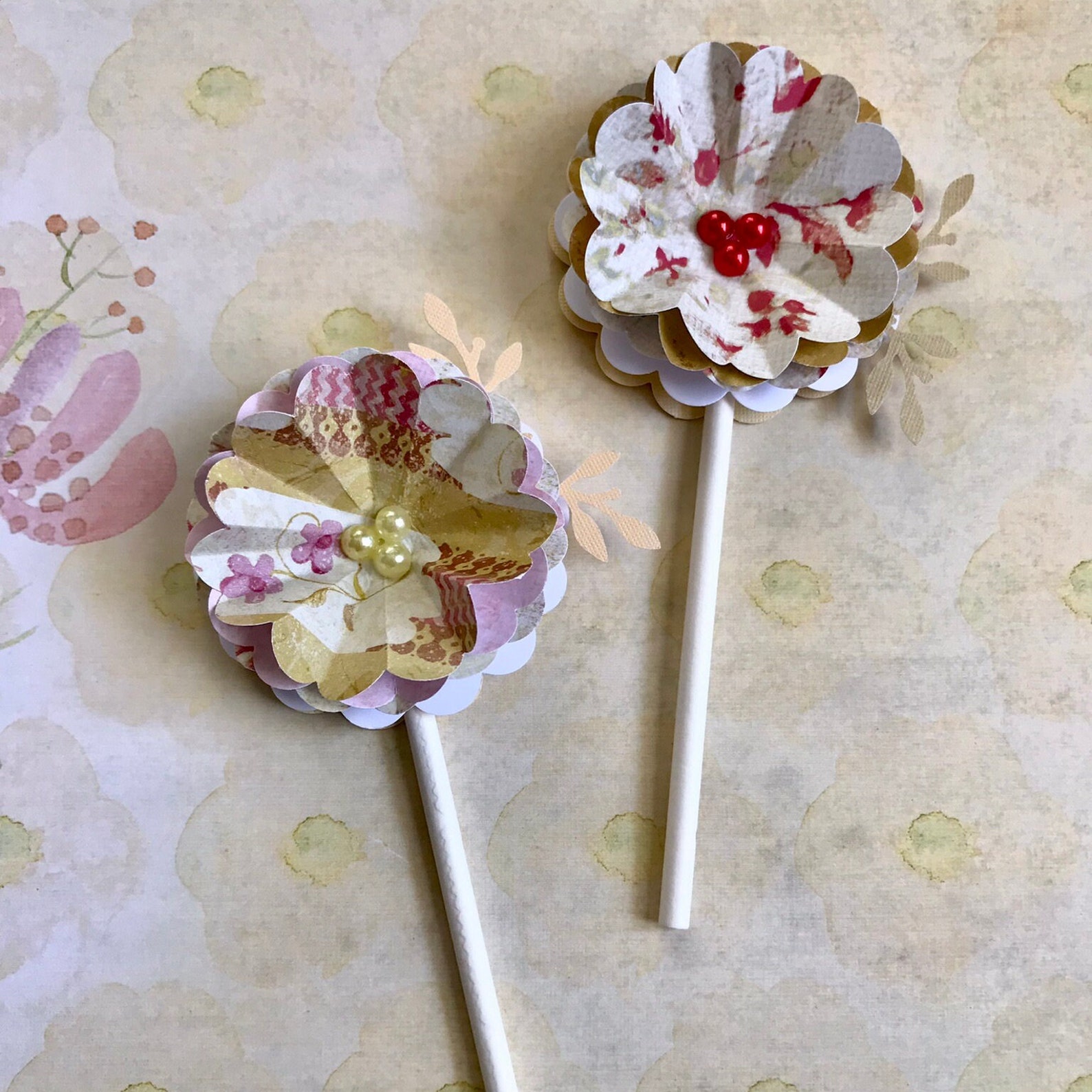 Flower Cupcake Toppers, Birthday Party, Paper Flowers, Cupcake ...