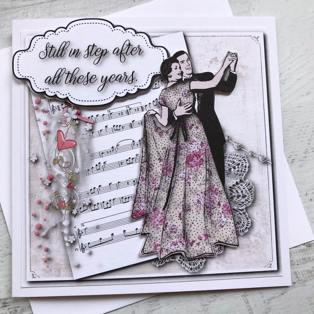 Dancing Couple Anniversary Card, Happy Anniversary, Vintage Style Card ...