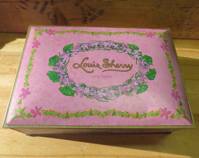 Vintage Louis Sherry Chocolate Candy Box-large 11" 3 Lb. Tin- Purple ...
