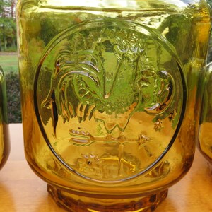 Vintage Wheaton Amber Glass Canisters-smiling Sun Face/rooster- Set of ...