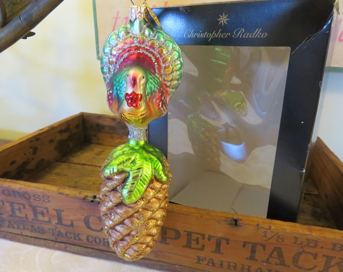 Vintage Christopher Radko Double Turkey on Acorn Ornament- Star Tag - Etsy