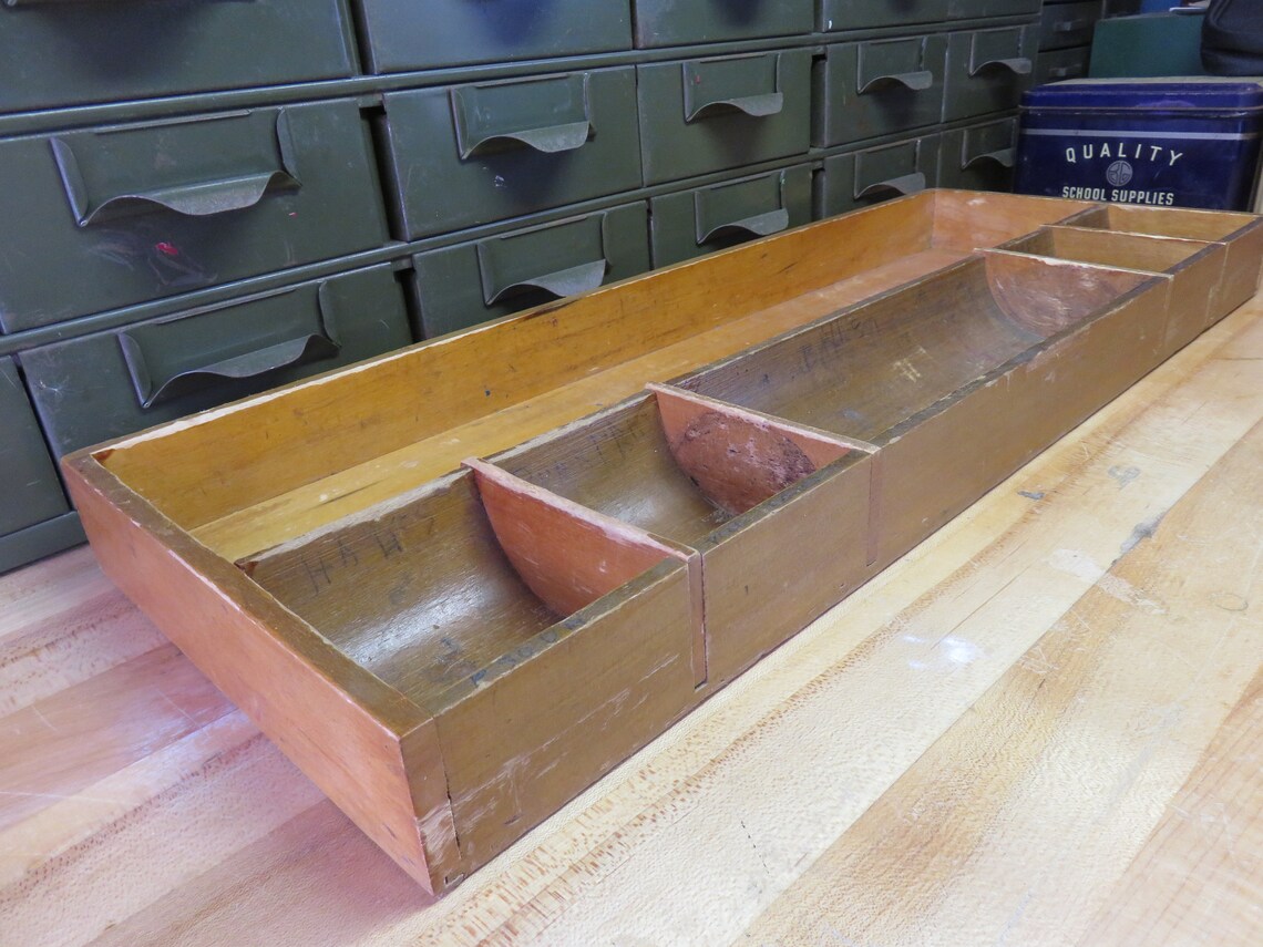 Vintage Wood Cash Register Drawer/ Money Till- Curved Coin Slots ...