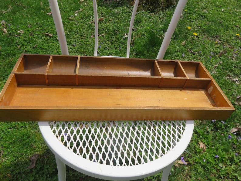Vintage Wood Cash Register Drawer/ Money Till- Curved Coin Slots ...