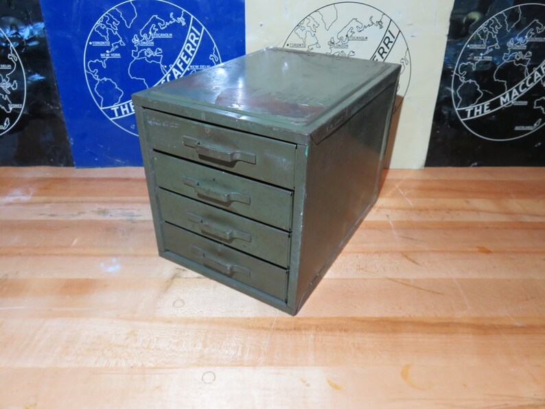 Vintage Green Metal 4 Drawer Small Parts Bin/ Box / Cabinet - Etsy