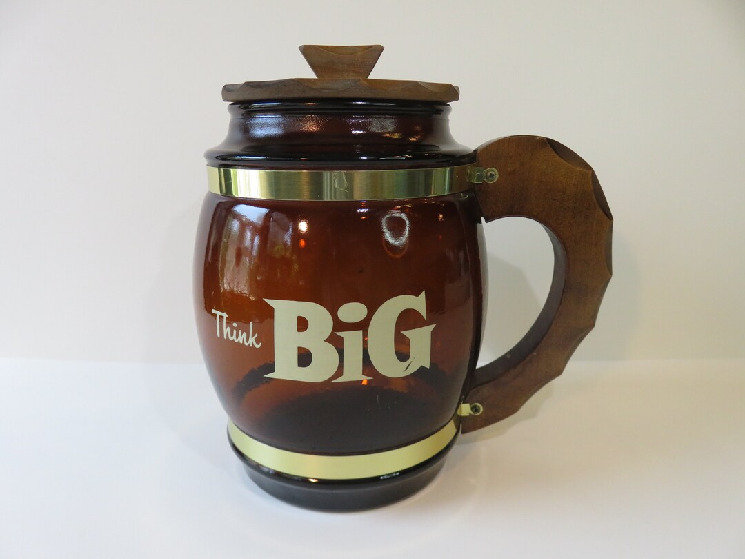 Vintage Siesta Ware "think Big" Brown Glass Cookie/ Snack/ What Not Jar ...