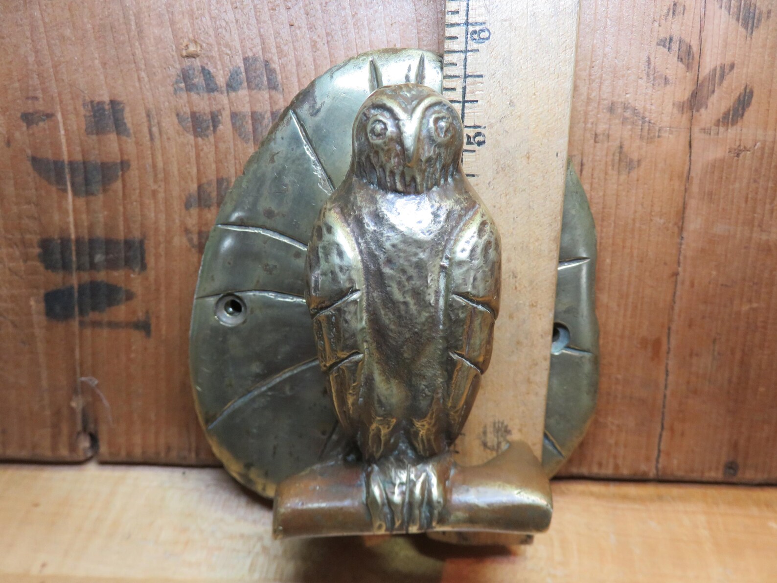Antique Owl Door Knocker W/ Backplate- Bronze Arts & Crafts-decorative ...
