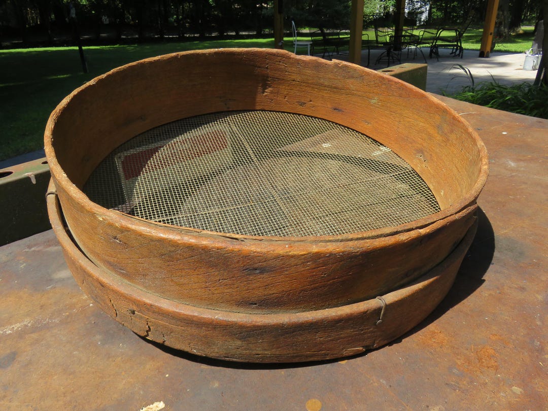 Antique Bentwood Grain Sifter- Sieve/ 18" Round Double Layer Wire Mesh ...