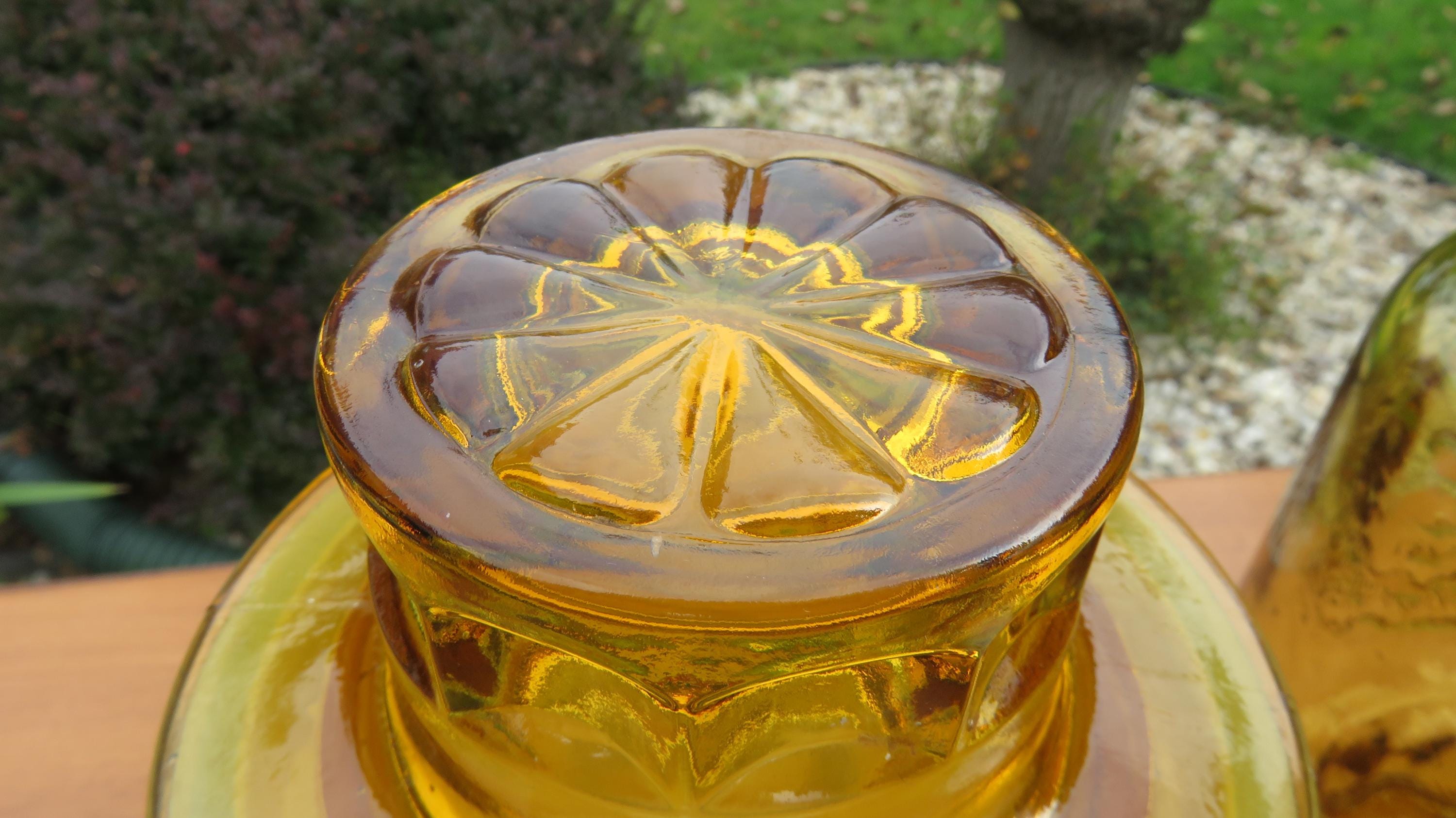 Vintage Wheaton Amber Glass Canisters-smiling Sun Face/rooster- Set of ...