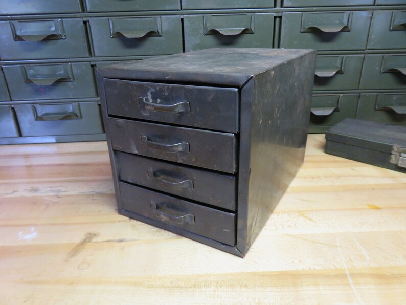 Vintage Green Metal 4 Drawer Small Parts Bin/ Box / Cabinet - Etsy