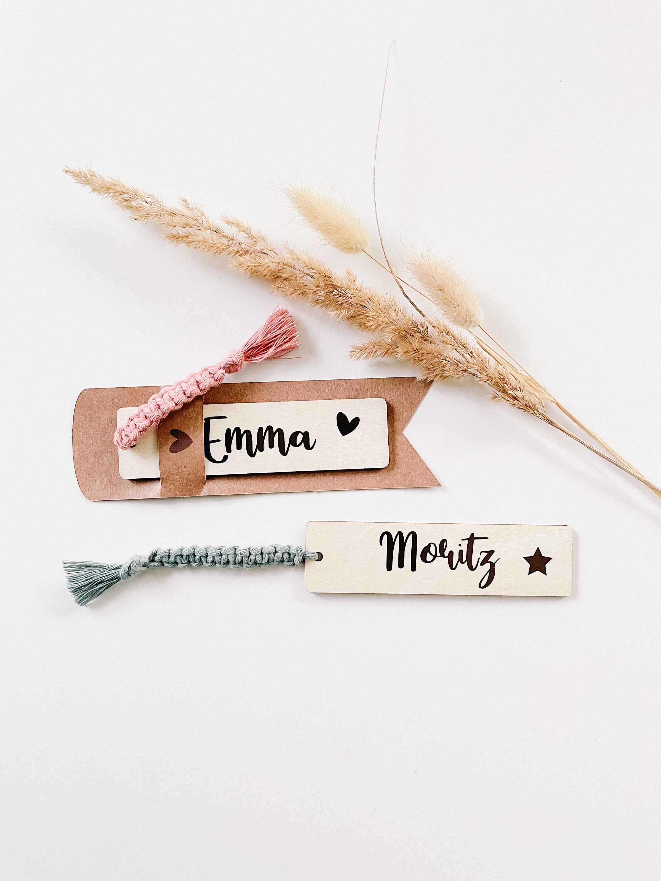 Lesezeichen aus Holz & Makramee - Geschenk, Muttertag, Vatertag ...