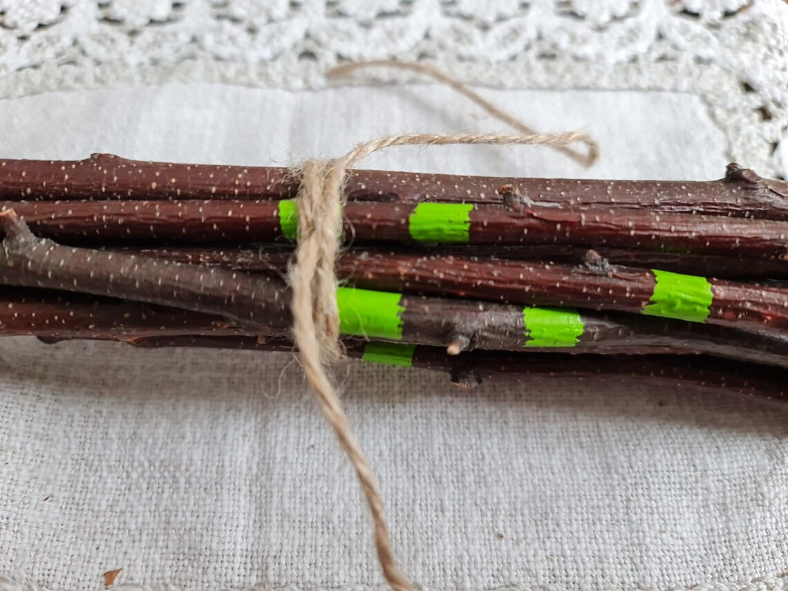 Natural Wood Sticks Hand Painted Rustic Home Decor Primitive | Etsy