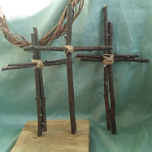 Primitive Cross 3 Wooden Twigs Croses Easter Decor Natural Birch Wood ...