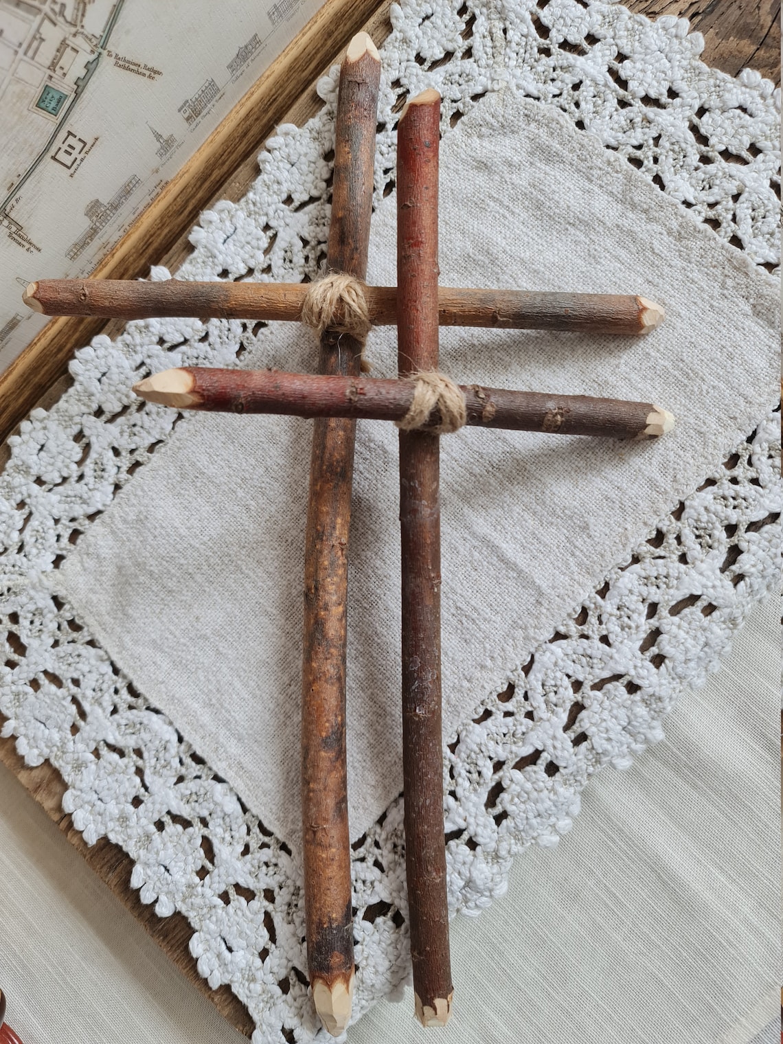 Primitive Easter Decor Twigs Cross 2 Wooden Croses Natural | Etsy