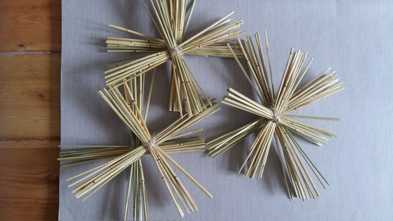 Dried Straw Cross Star Set Rustic Home Decor Natural - Etsy
