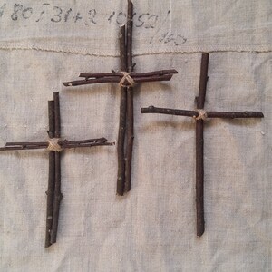 Primitive Cross 3 Wooden Twigs Croses Easter Decor Natural Birch Wood ...