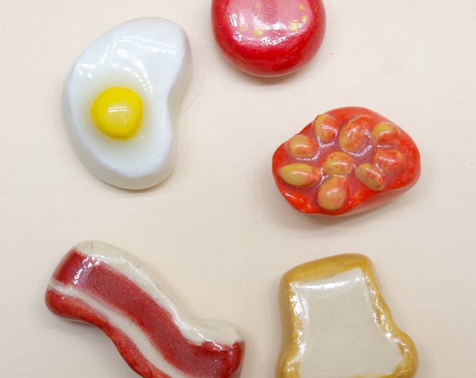 Handmade British Fry up Magnet Set | Ceramic Breakfast Magnets | Full ...