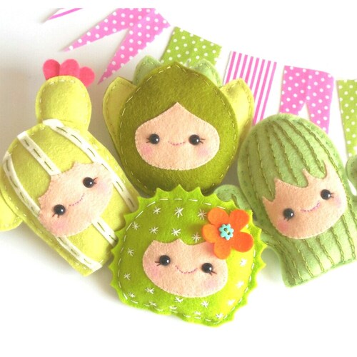 Happy Family-set of Four Cacti-felt Cactuses-diy-felt - Etsy