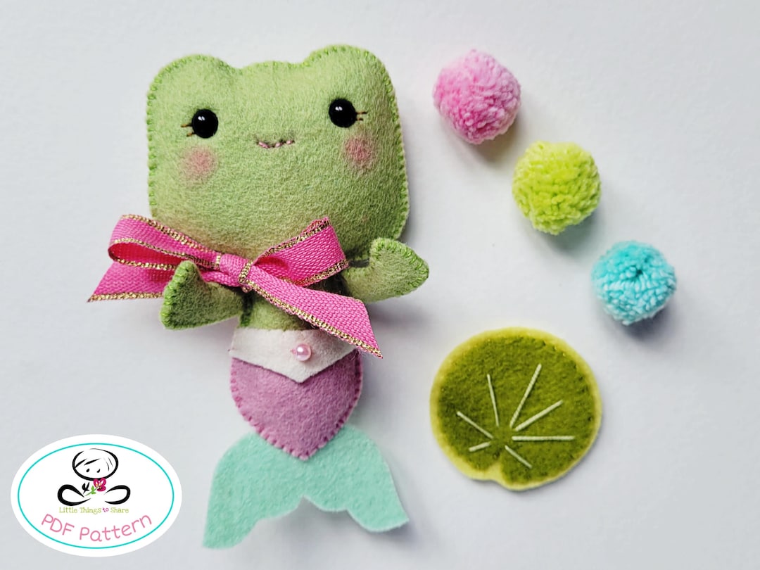 Frog Mermaid PDF Sewing Pattern, DIY Felt Mermaid, Nursery Décor-baby's ...