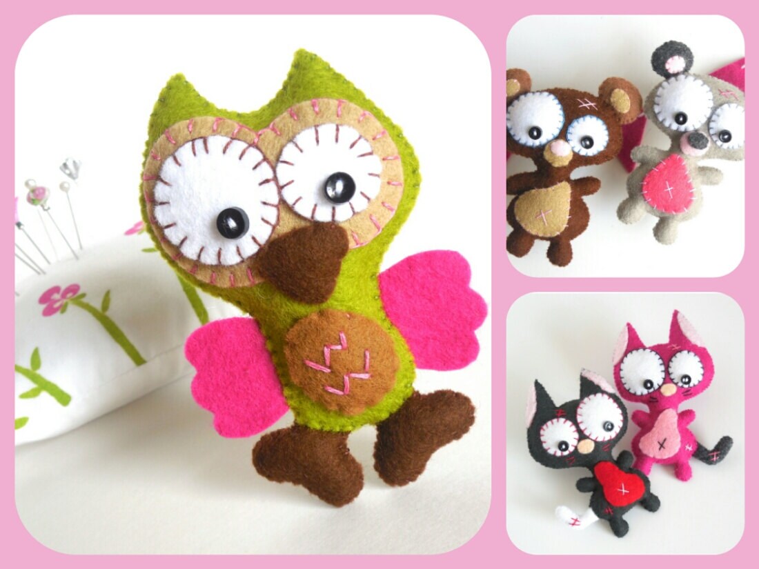 Set of Three Mini Friends-pdf Sewing Patterns-tutorial-cute | Etsy