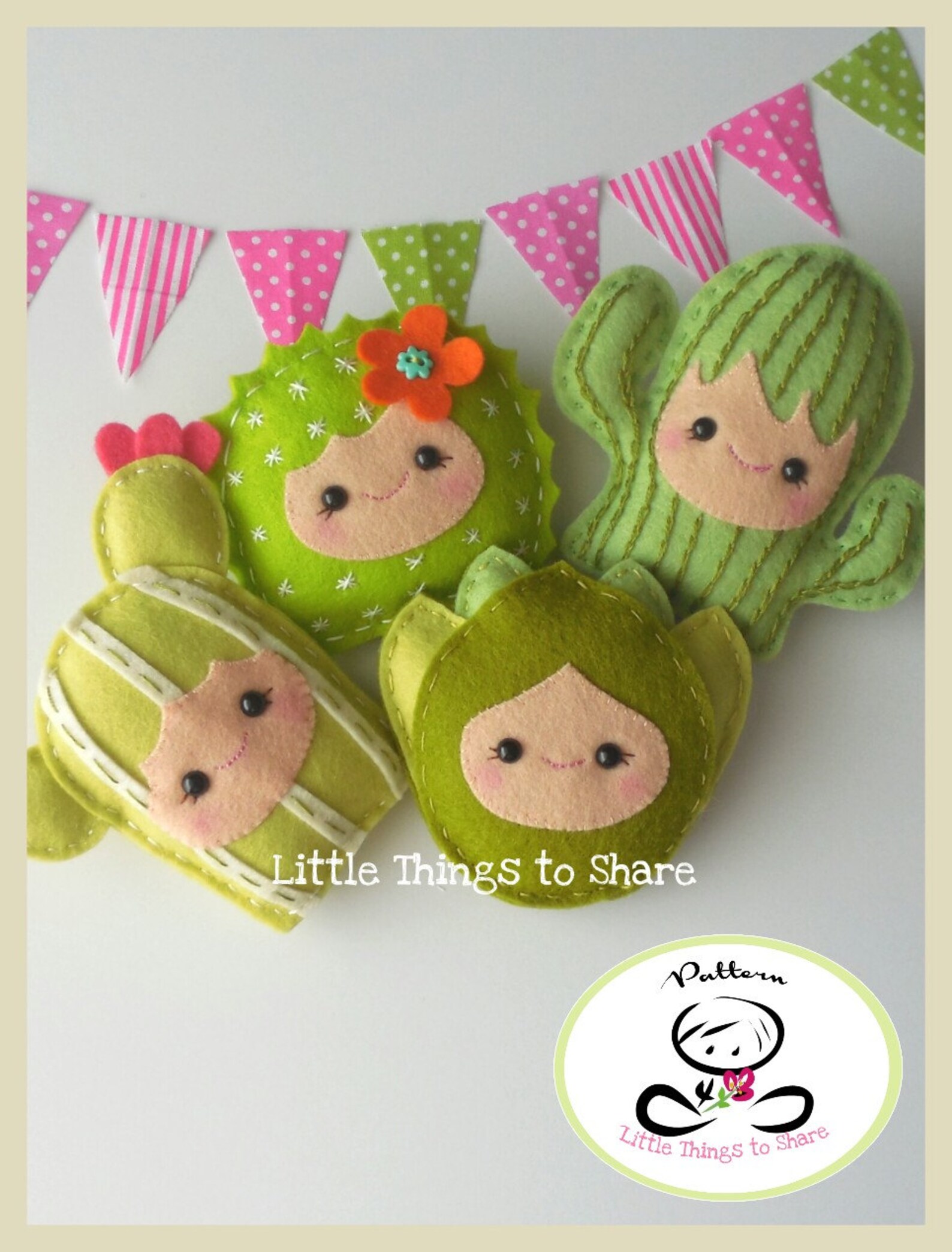 Happy Family-set of Four Cacti-felt Cactuses-diy-felt Succulents-cactus ...