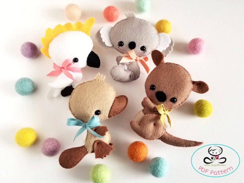 Australian Animals #1-set of Four-pdf Sewing Pattern-cockatoo-kangaroo ...