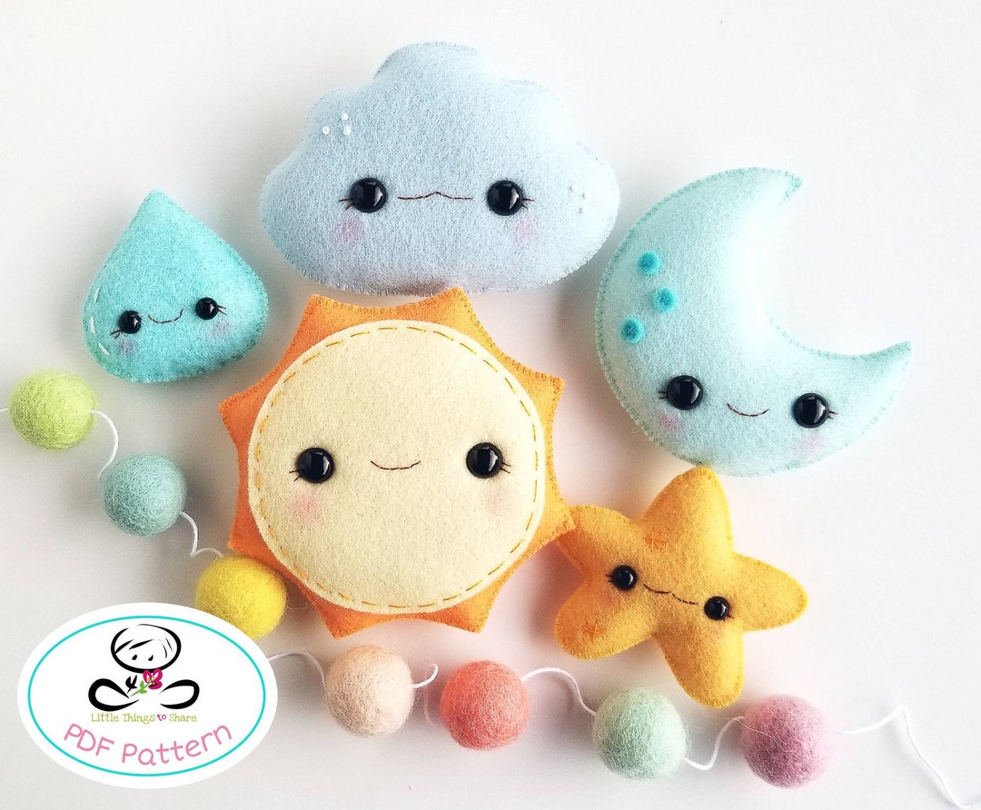 Sunny and Friends-set of Five-sun-moon-cloud-star-drop-plush Toy ...
