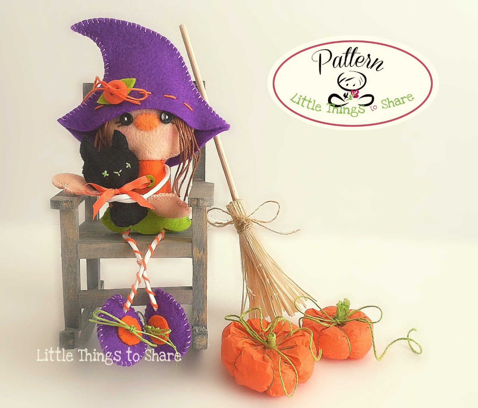 Witch and Cat-pdf Sewing Pattern-halloween Ornaments-halloween Decor ...
