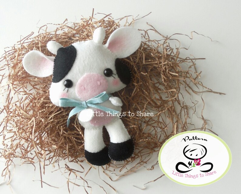Baby Cow-pdf Pattern-felt Cow-diy Project-farm Animals-nursery Decor ...